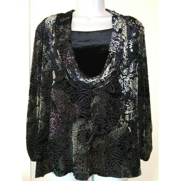 Notations | Tops | Notations Pet Xlarge Black Cowl Neck Velvet Burnout ...